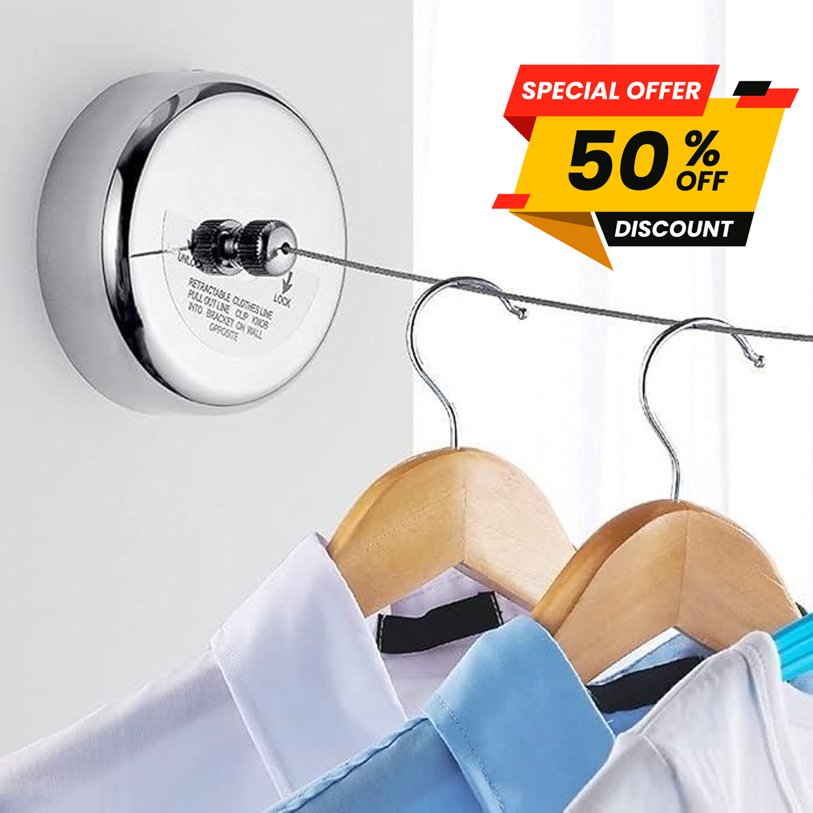 Dry-Ease™ - The Retractable Cloth Drying line - Stainless Steel|🔥FLAT ...